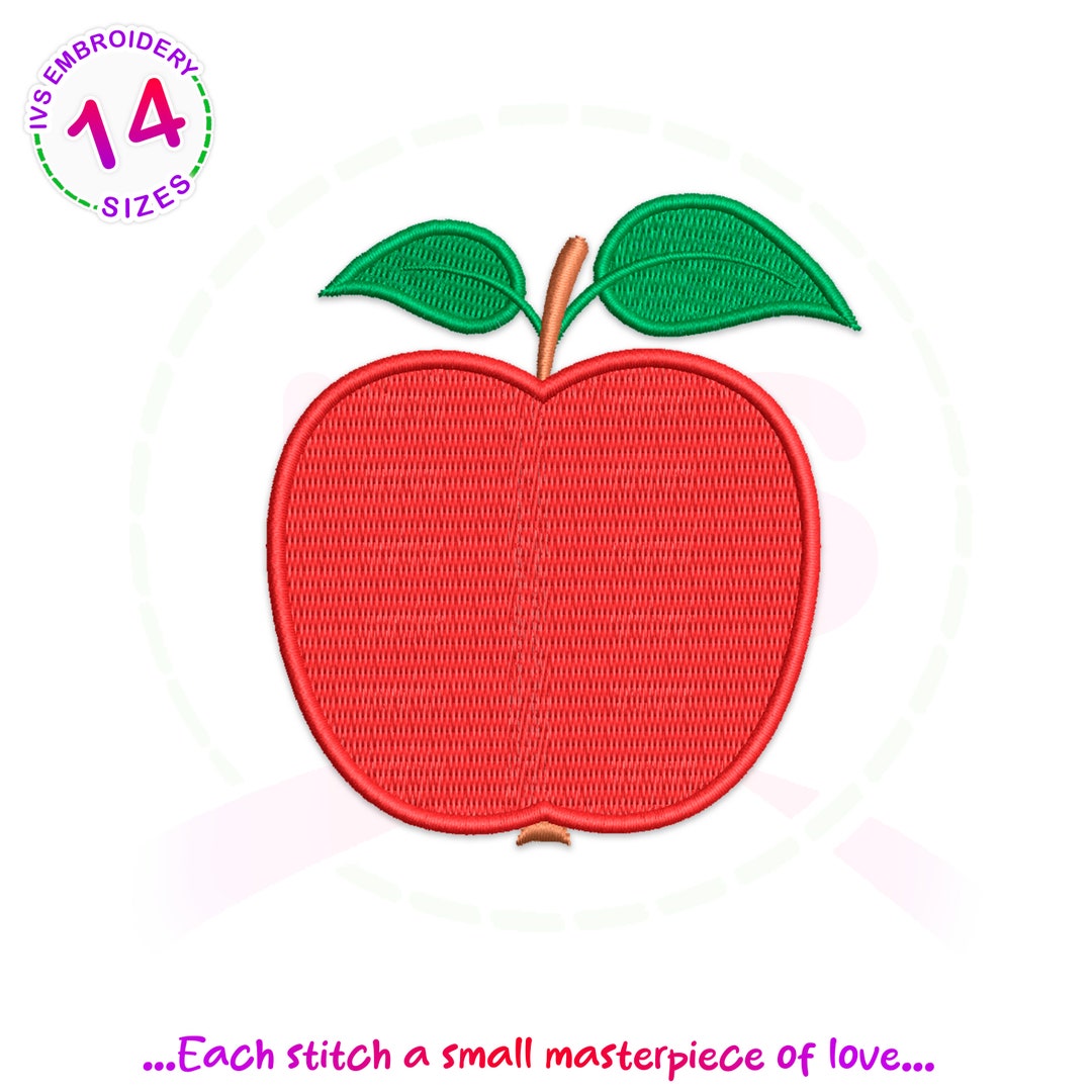 Apple Embroidery Design, Fruit Machine Embroidery, Apple Pattern ...