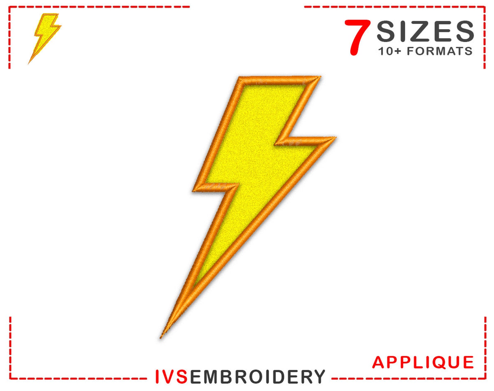 Lighting applique embroidery design Lighting machine | Etsy