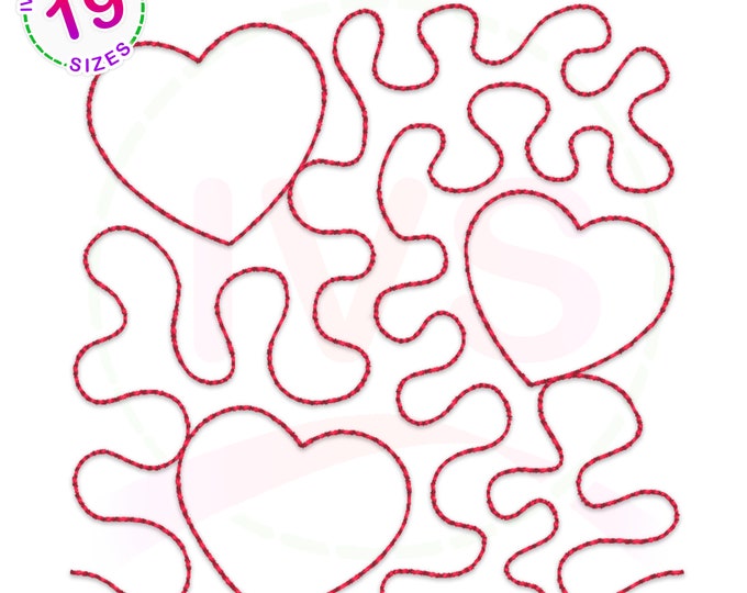 Heart Continuous Line Quilt Embroidery, Machine Embroidery Designs - Etsy