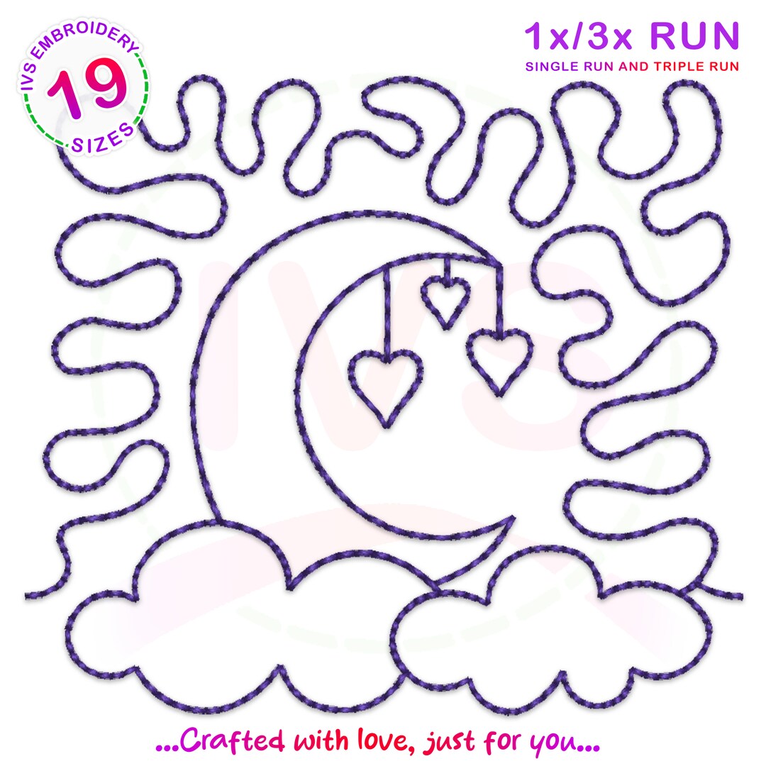 Moon Quilting Embroidery Design, Moon Quilting Block, Star Quilting ...