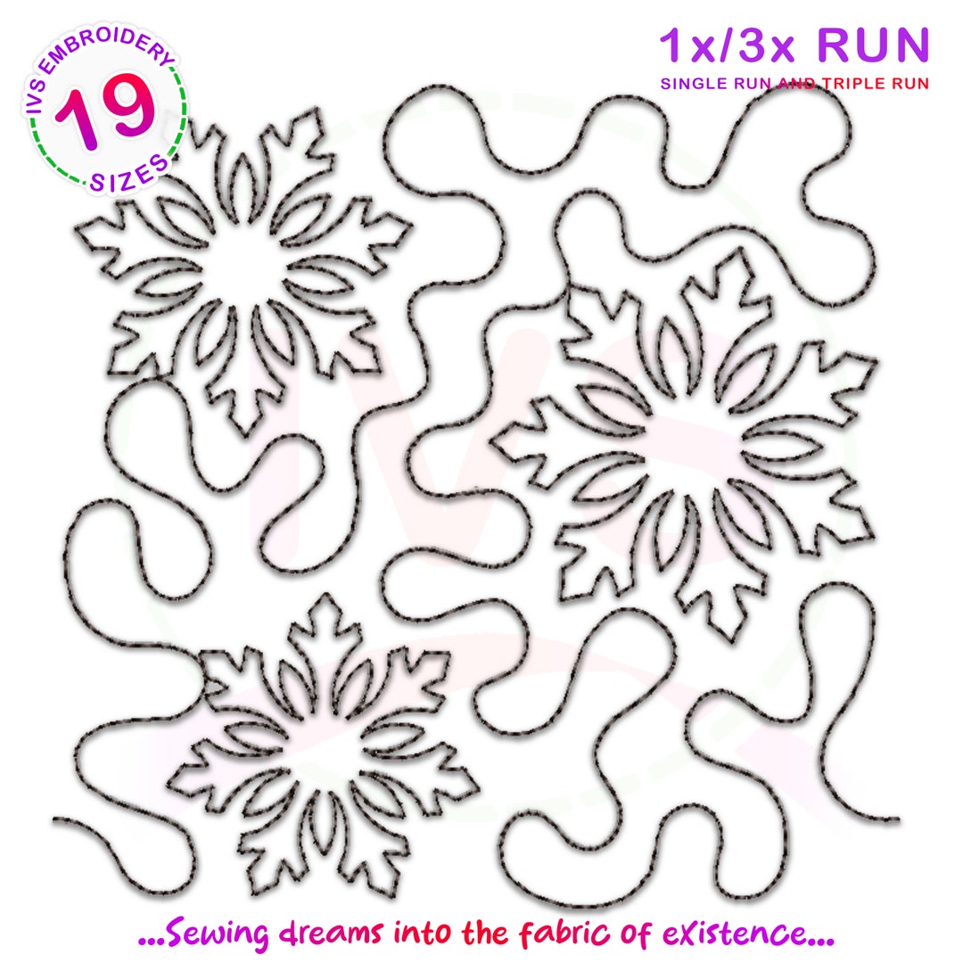 Snowflake Quilting Embroidery Design: Winter Quilt Block (digital ...