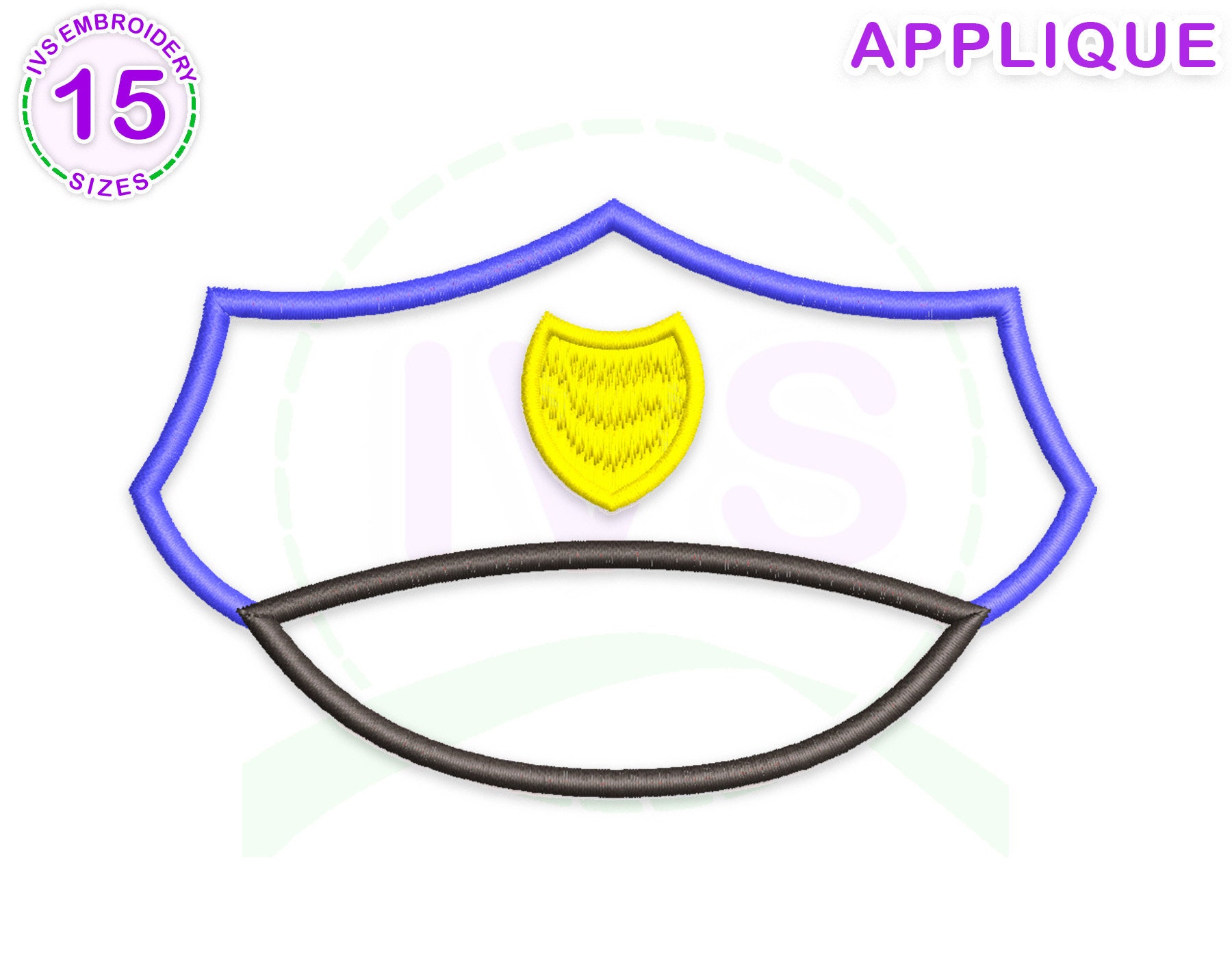 Police Hat Applique Embroidery Design Police Embroidery - Etsy