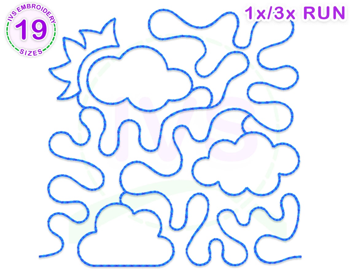 Cloud quilting embroidery design cloud quilting block cloud | Etsy