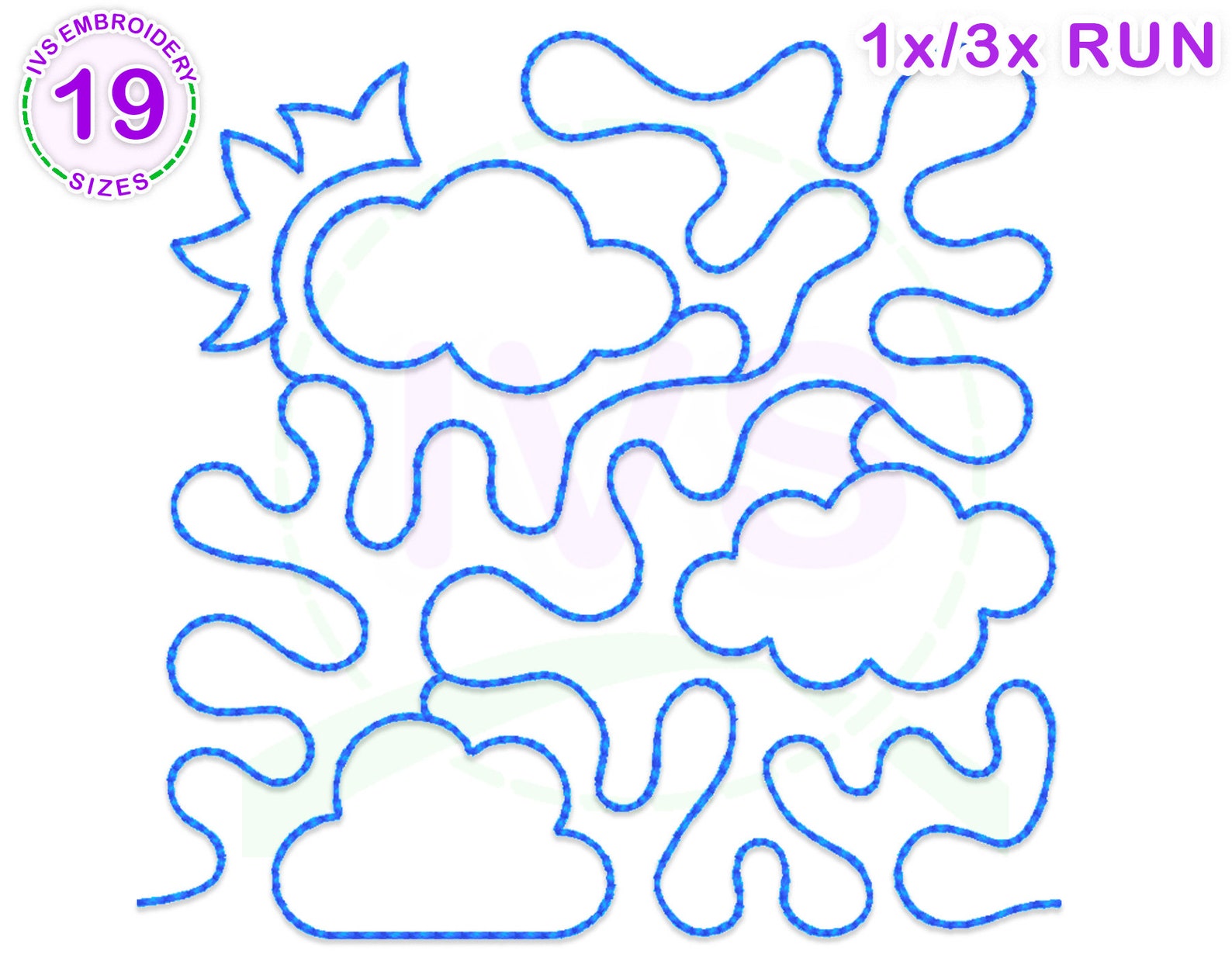 Cloud quilting embroidery design cloud quilting block cloud | Etsy