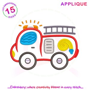 Fire Engine Applique Embroidery Design (digital File) - Etsy