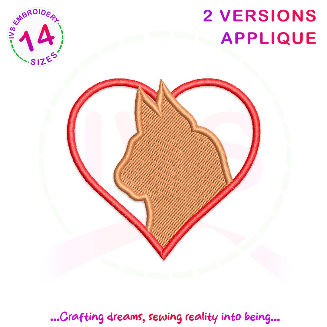 Cat Heart Applique Embroidery Design, Love Embroidery, Cat Heart ...