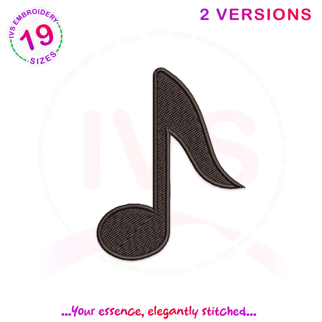 Music Note Embroidery Design, Music Embroidery, Music Note Embroidery ...