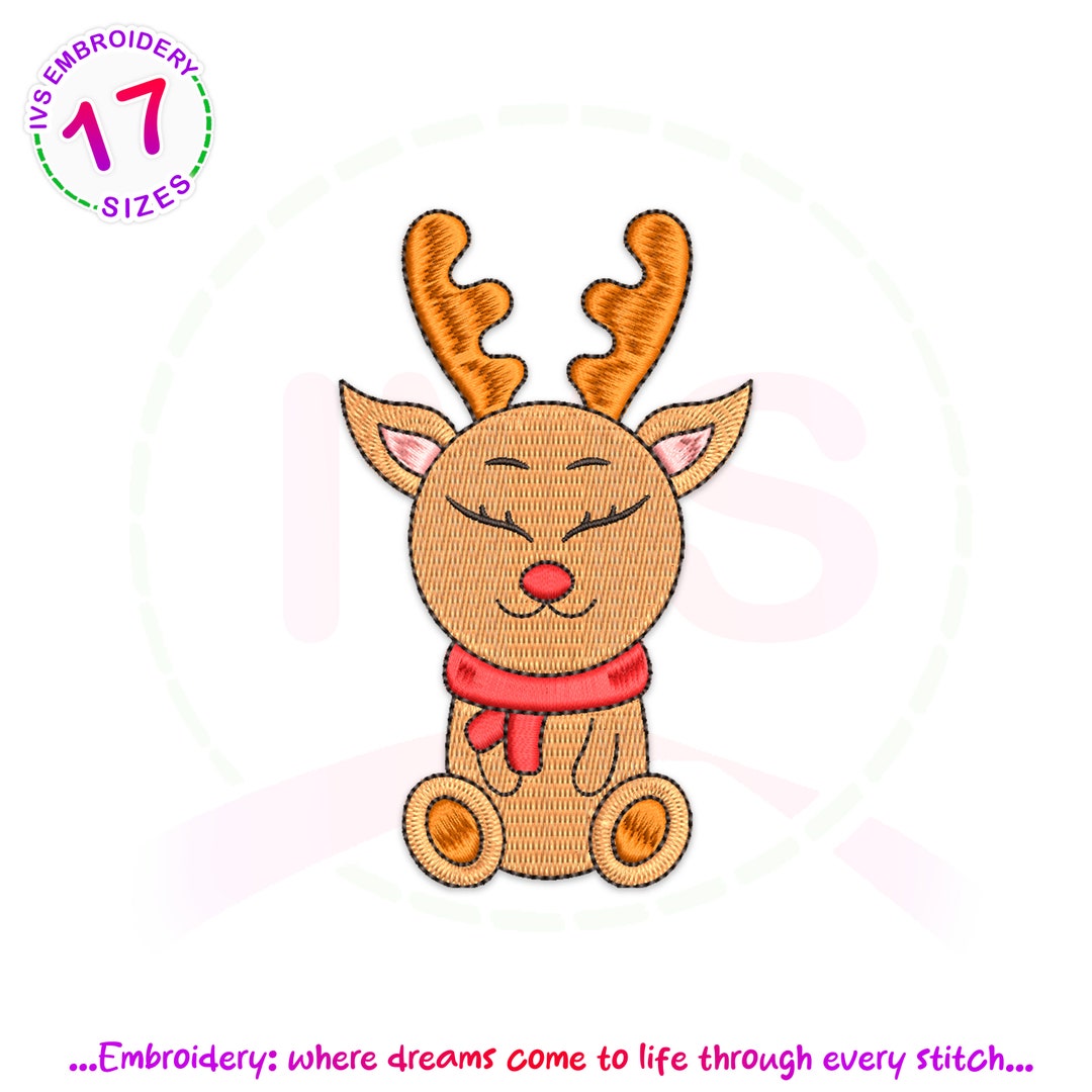 Deer Rudolph Embroidery Design, Rudolph Machine Embroidery, Deer ...
