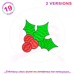 Holly Embroidery Design, Christmas Machine Embroidery, Holly Embroidery ...