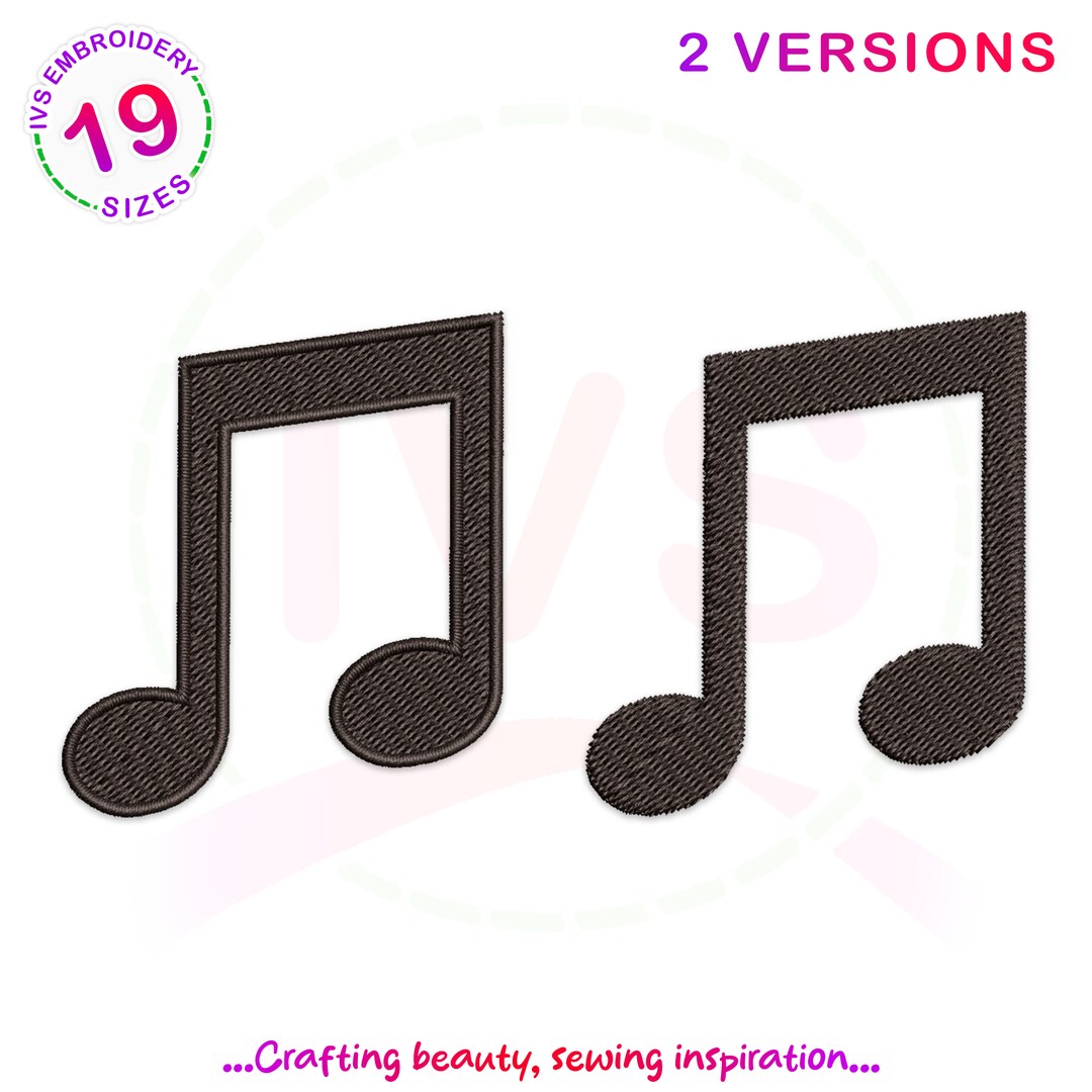 Music Note Embroidery Design, Music Embroidery, Music Note Embroidery ...