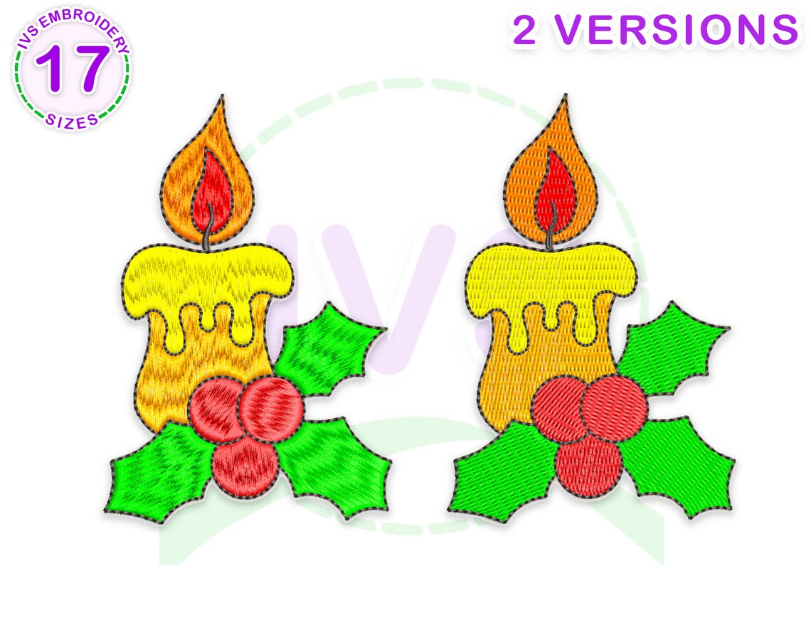 Candle Embroidery Design Christmas Machine Embroidery Candle - Etsy