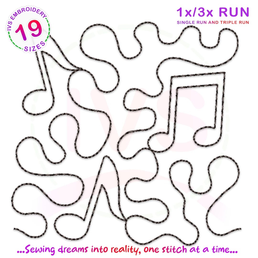 Music Note Quilting Embroidery Design (digital Download) - Etsy