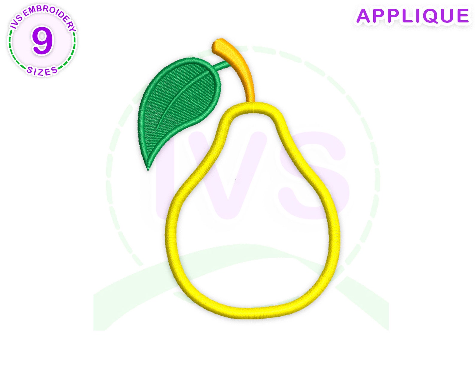 Pear Applique Embroidery Design Fruit Machine Embroidery - Etsy