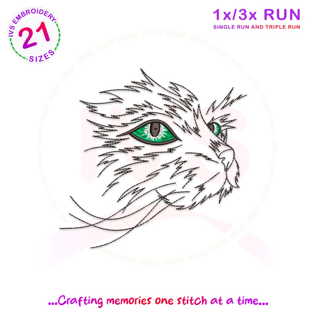 Cat Machine Embroidery Design, Cat Sketched Embroidery, Kitty ...