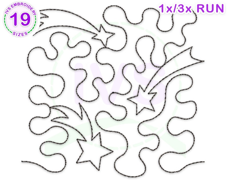 Falling Star Quilting Embroidery Design Falling Star Quilting | Etsy