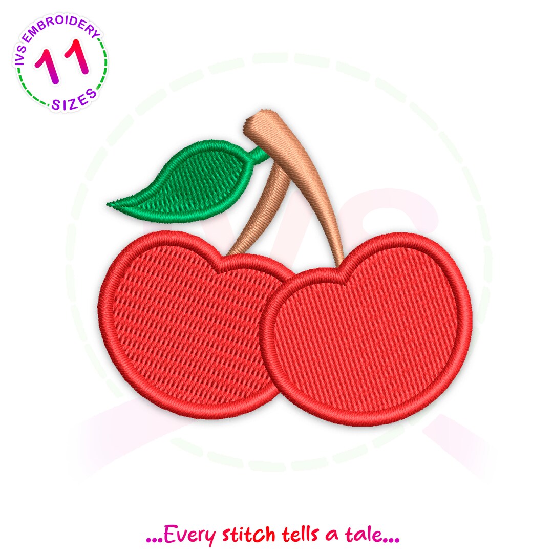 Cherry Embroidery Design, Fruit Machine Embroidery, Cherry Pattern ...