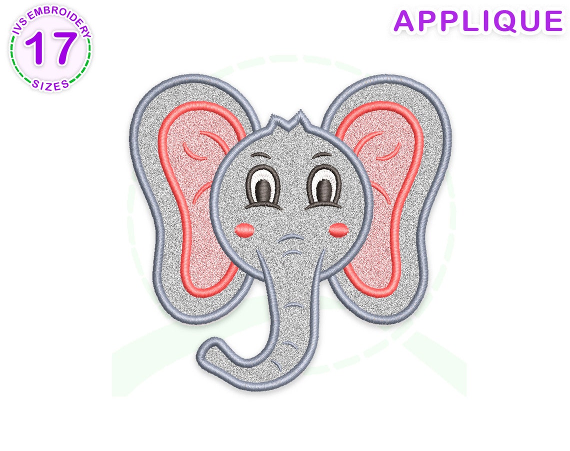 Elephant Applique Embroidery Design Animals Embroidery | Etsy