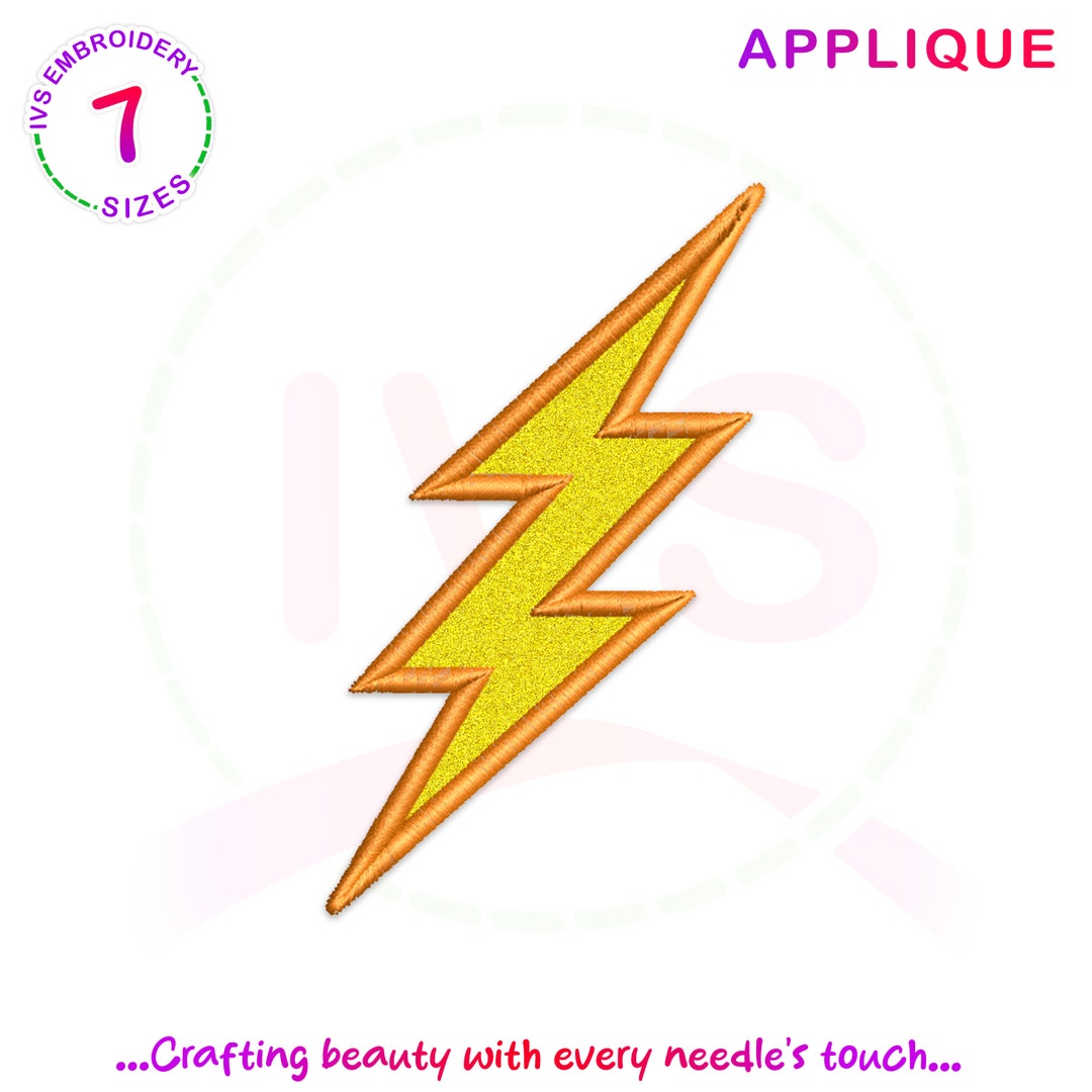 Lighting Applique Embroidery Design, Lighting Machine Embroidery ...