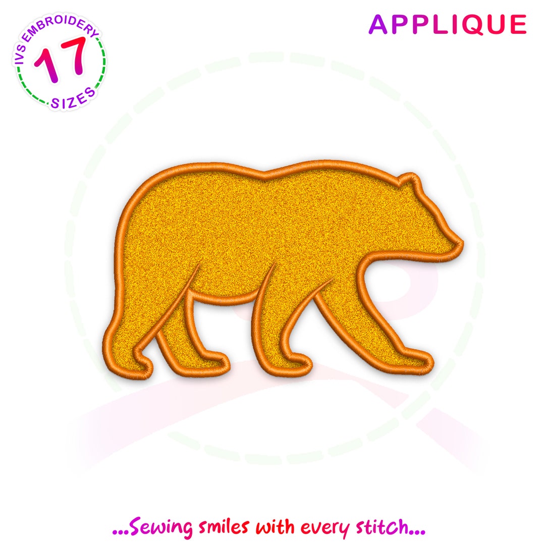 Bear Applique Embroidery Design, Animal Machine Embroidery, Bear ...