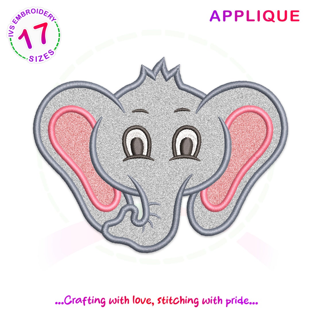 Elephant Applique Embroidery Design, Animals Embroidery, Elephant ...
