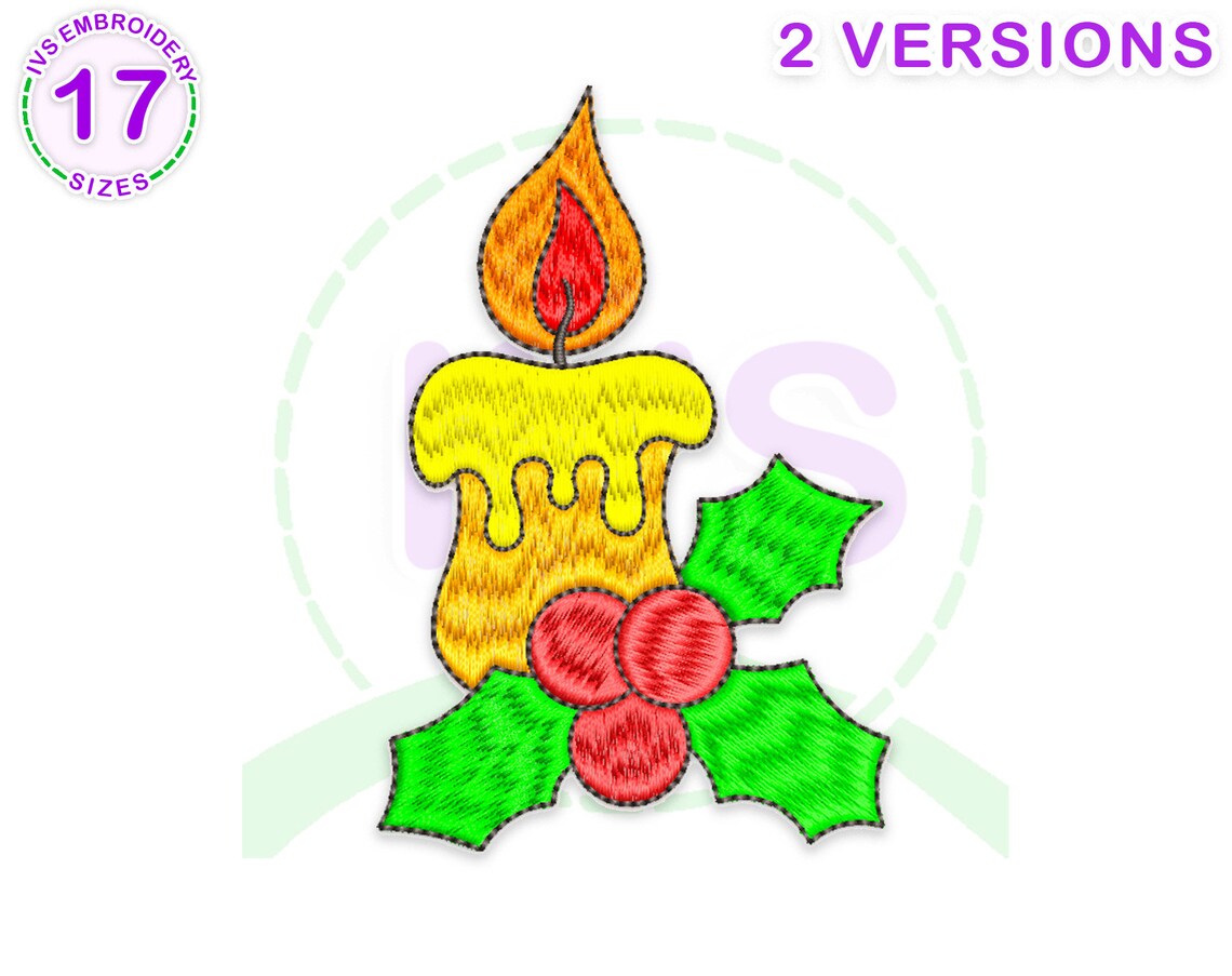 Candle Embroidery Design Christmas Machine Embroidery Candle - Etsy