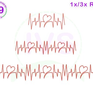 Heartbeat Border Quilting Embroidery Design Heart Quilting - Etsy