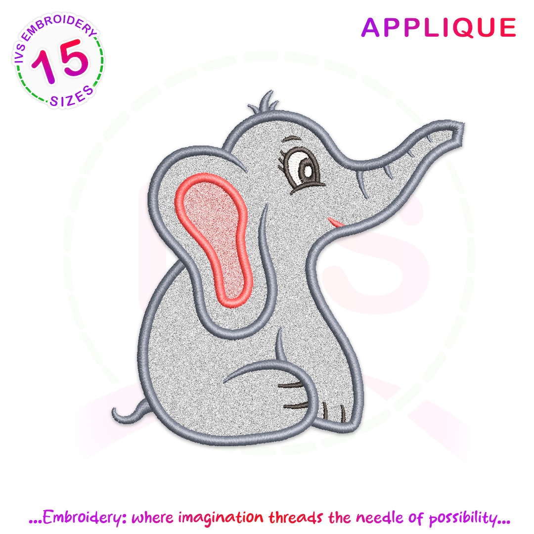 Elephant Applique Embroidery Design, Animals Embroidery, Elephant ...