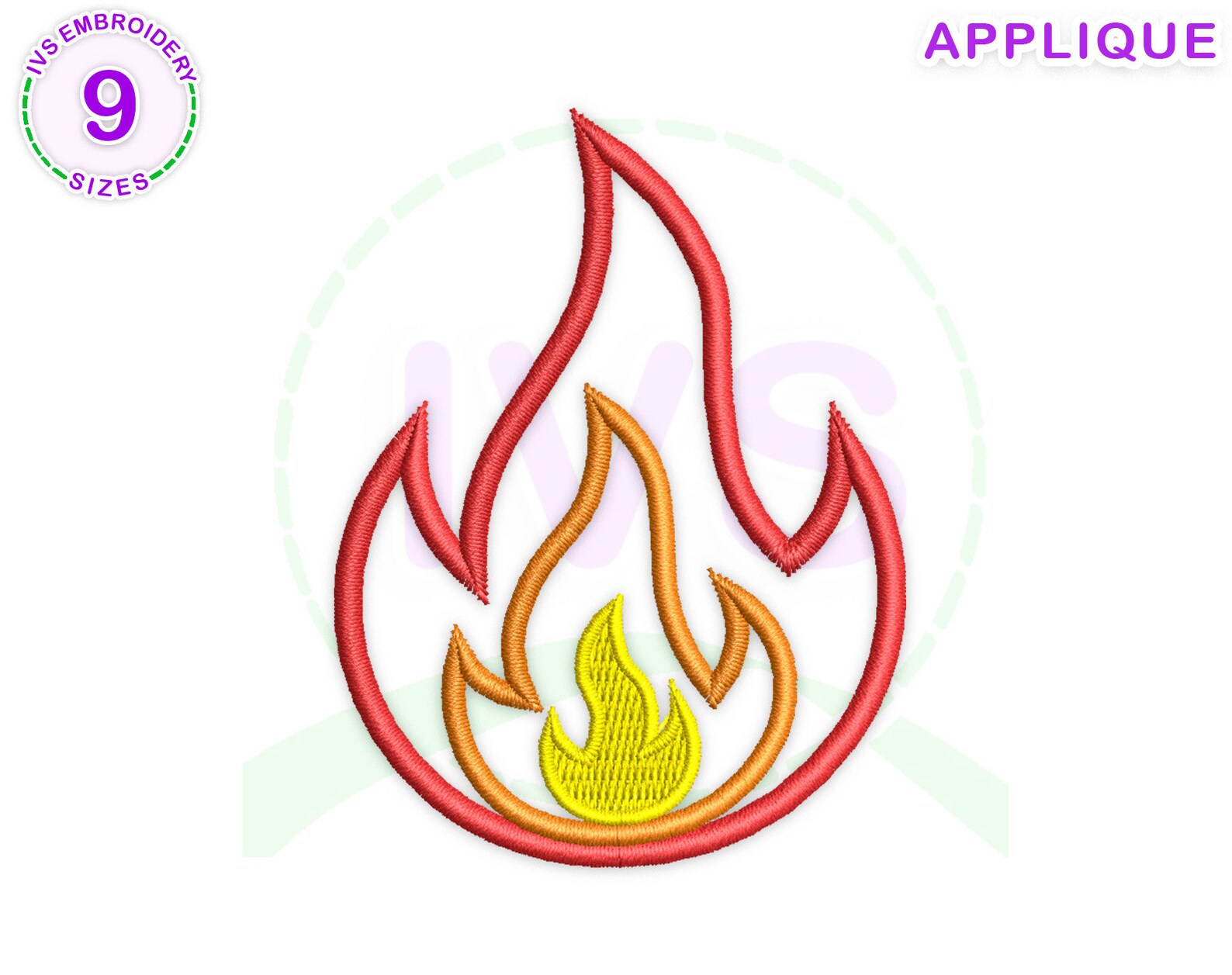 Fire applique embroidery design Flame machine embroidery | Etsy