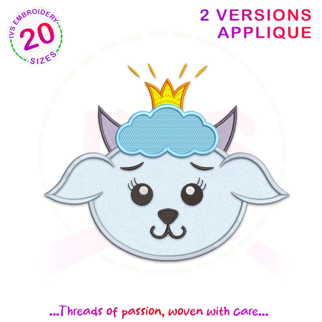 Lamb Face Applique Embroidery Design, Animal Embroidery, Lamb ...