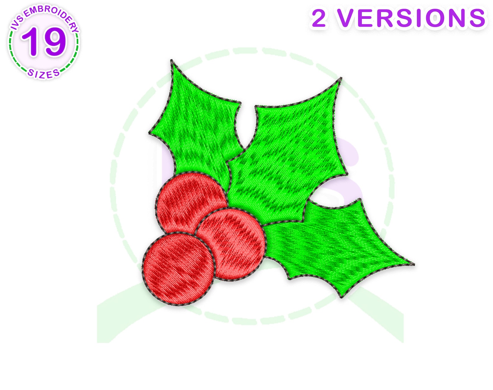 Holly Embroidery Design Christmas Machine Embroidery Holly - Etsy