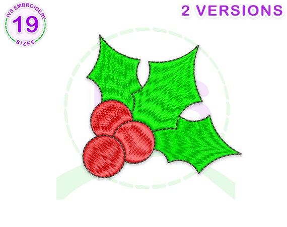 Holly Embroidery Design Christmas Machine Embroidery Holly | Etsy