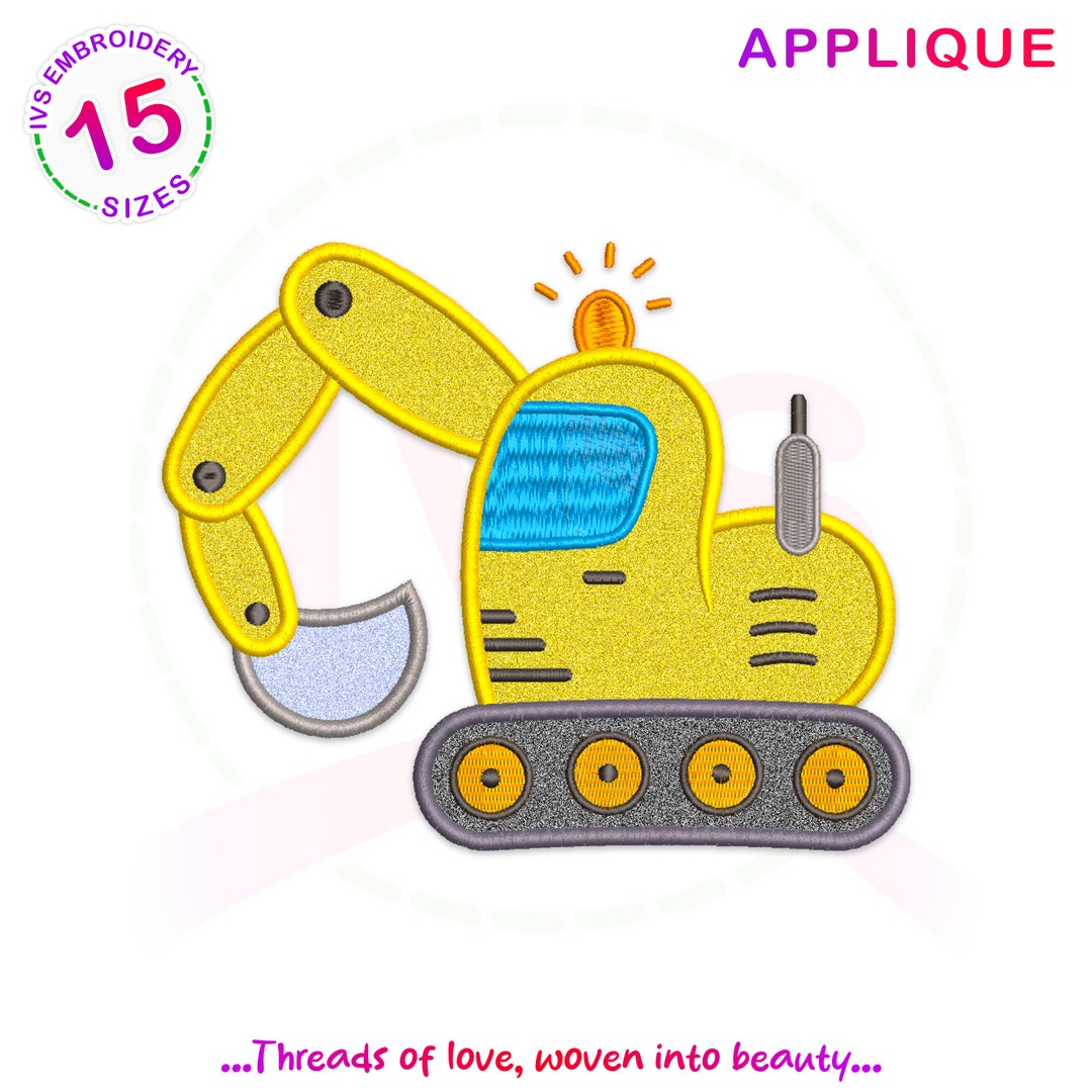 Excavator Applique Embroidery Design: Construction Car (digital File ...