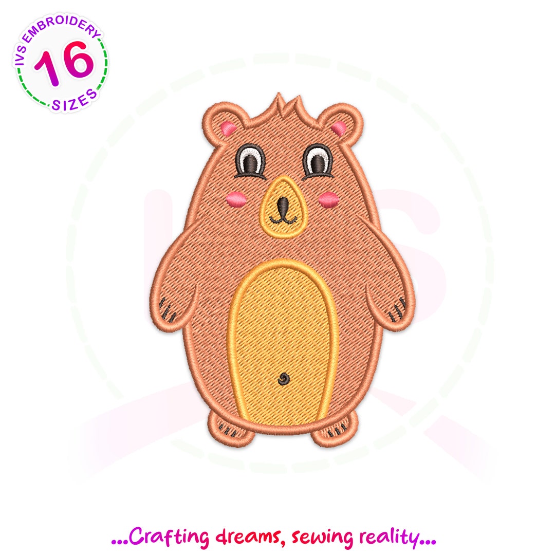 Bear Embroidery Design, Wild Machine Embroidery, Bear Embroidery File ...