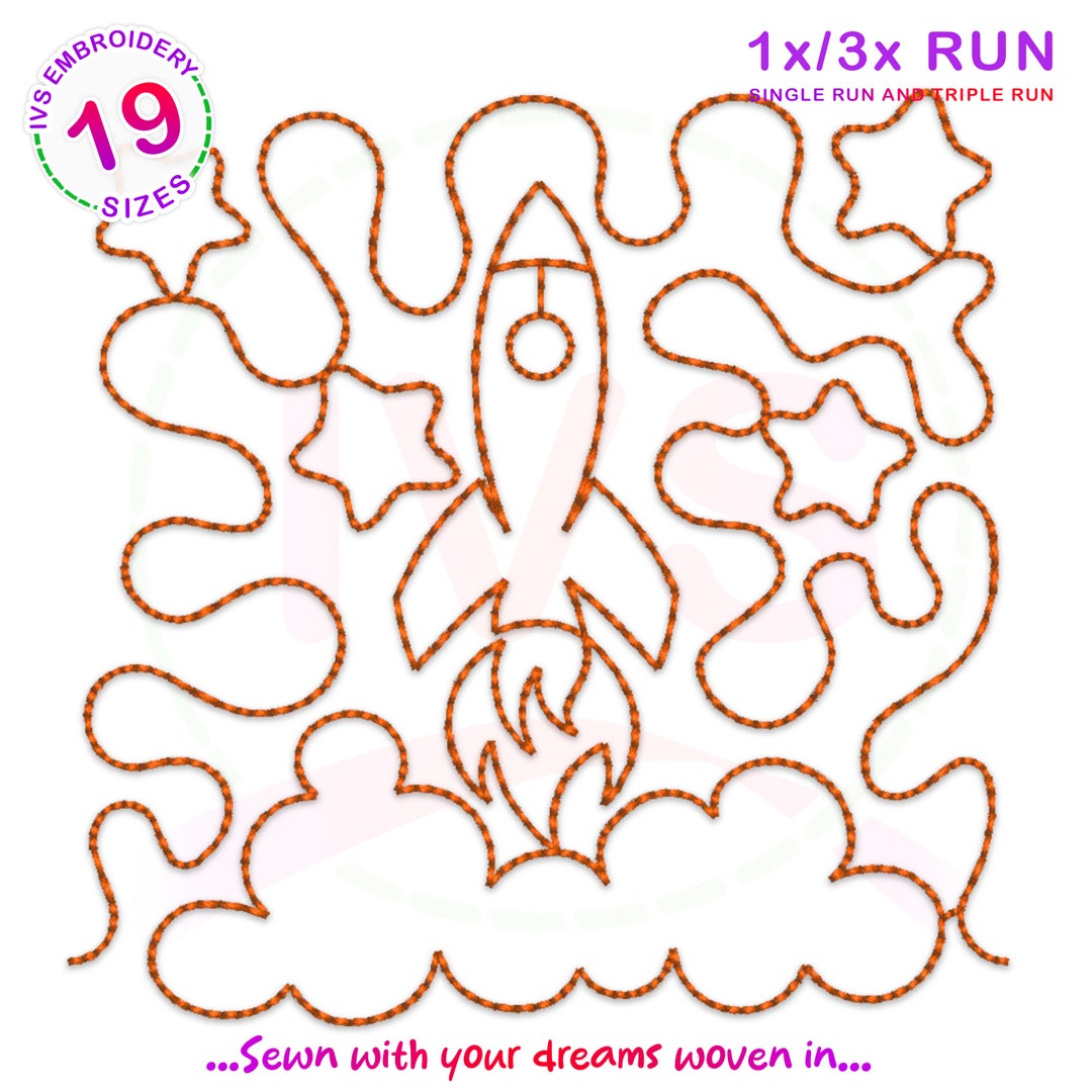 Rocket Quilting Embroidery Design, Rocket Quilting Block, Star Quilting ...