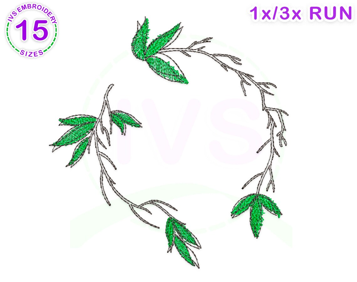 Leaf Machine Embroidery Design Frame Sketched Embroidery | Etsy