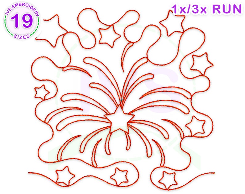 Firework Quilting Embroidery Design Fireworks Quilting Block | Etsy