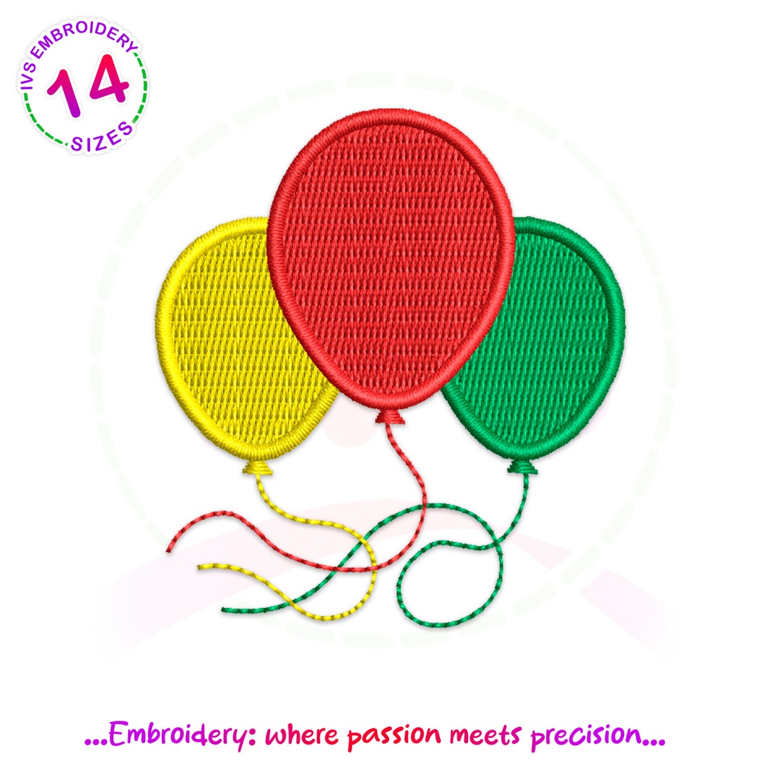 Balloon Embroidery Design, Birthday Machine Embroidery, Balloon Pattern ...