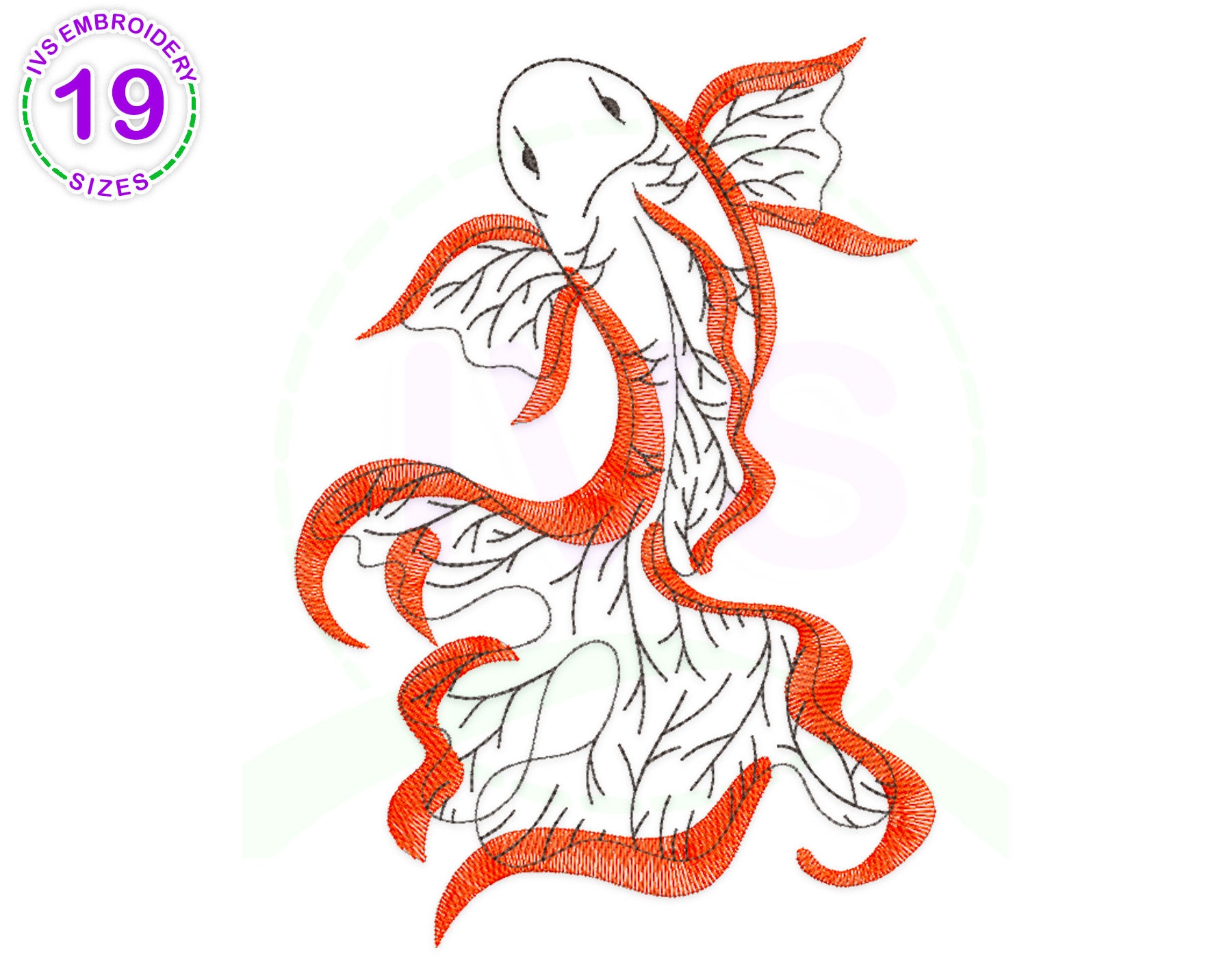 Fish machine embroidery design Fish sketched embroidery koi | Etsy
