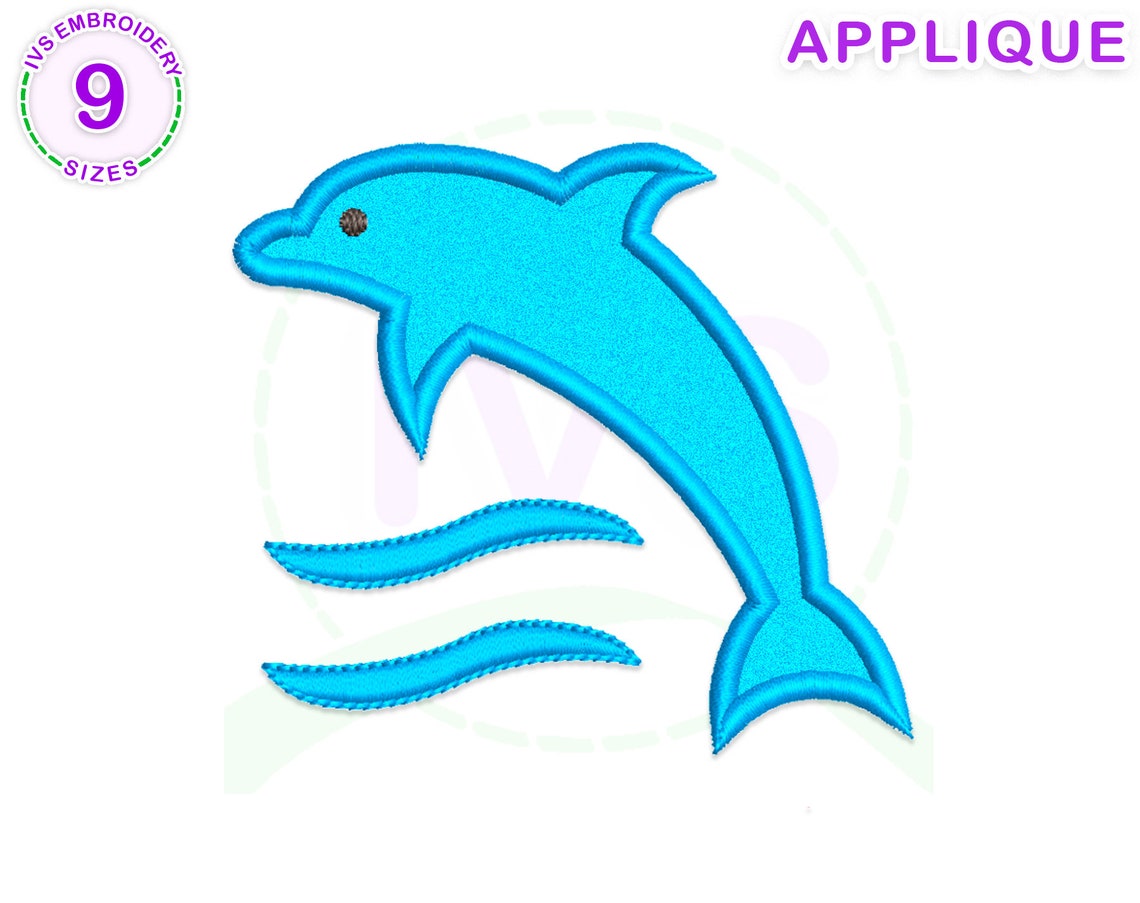 Dolphin Applique Embroidery Design Dolphin Machine | Etsy