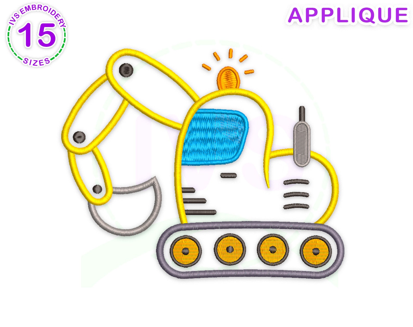 Excavator applique embroidery design Technics embroidery | Etsy
