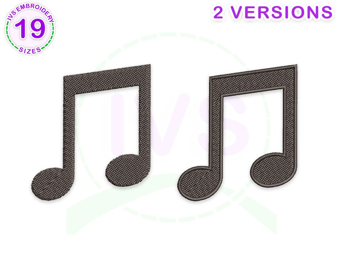 Music Note Embroidery Design, Music Embroidery, Music Note Embroidery ...