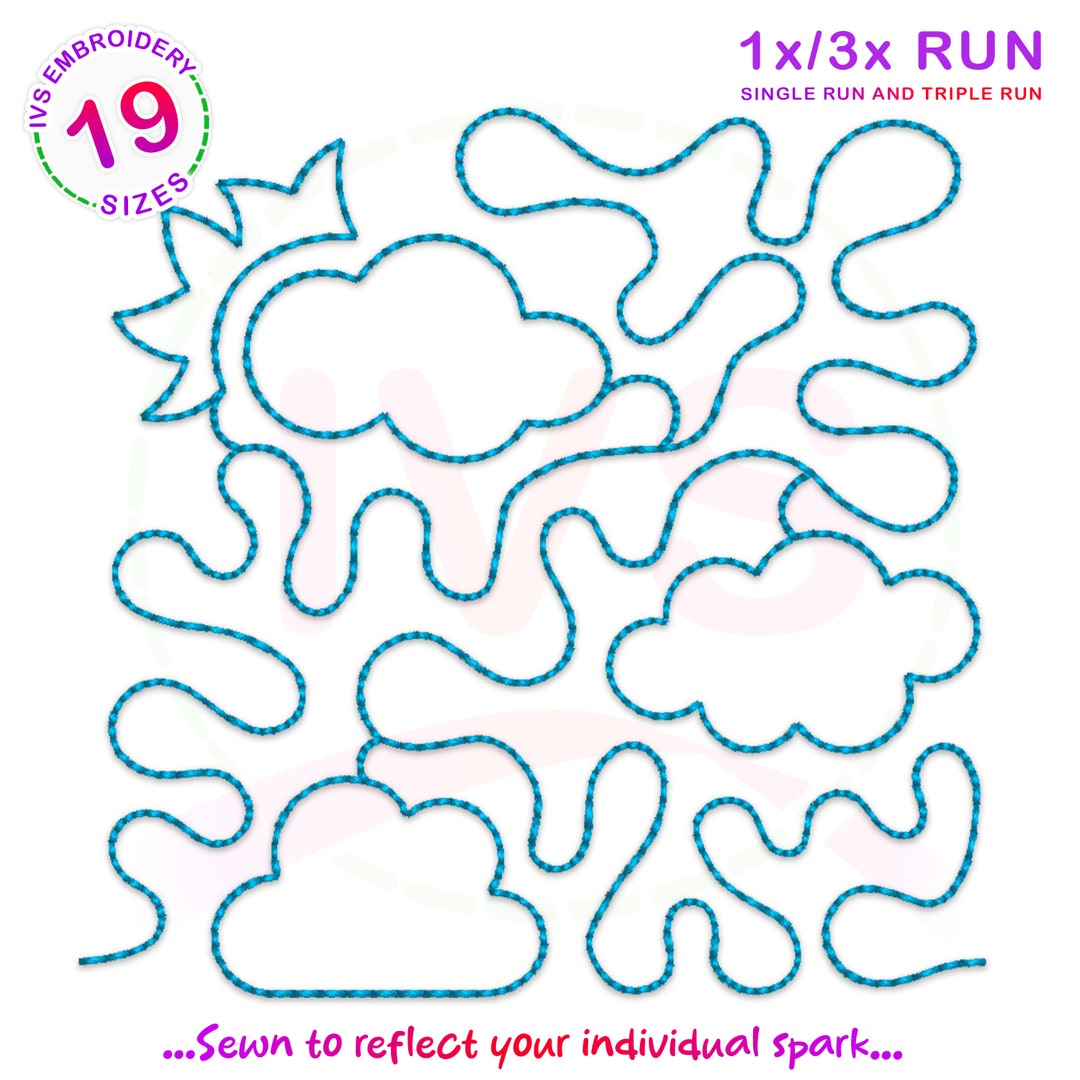 Cloud Quilting Embroidery Design, Cloud Quilting Block, Cloud Quilting ...