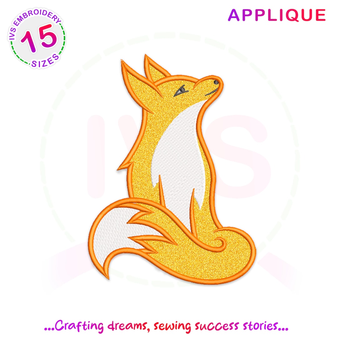 Fox Applique Embroidery Design, Fox Machine Embroidery, Fox Applique ...