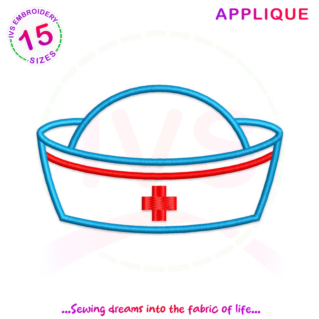 Nurse Hat Applique Embroidery Design, Nurse Embroidery, Nurse Hat ...