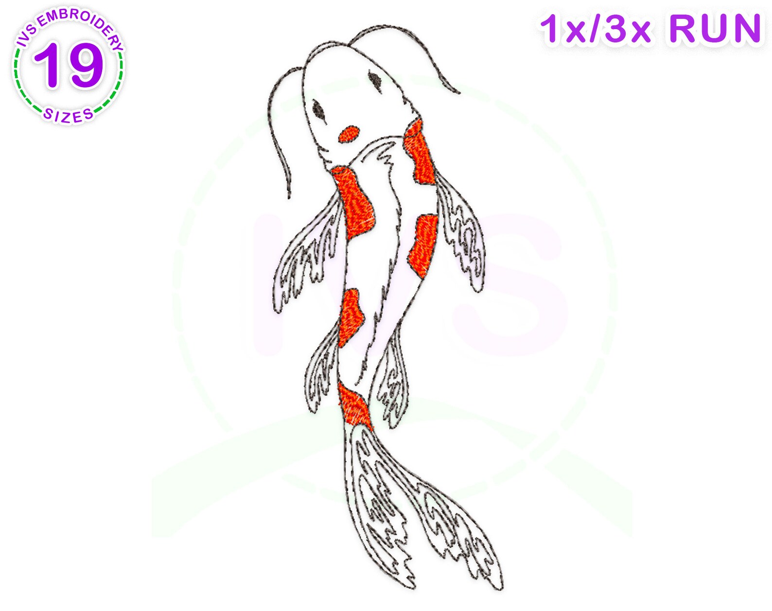 Fish Machine Embroidery Design Fish Sketched Embroidery Koi - Etsy