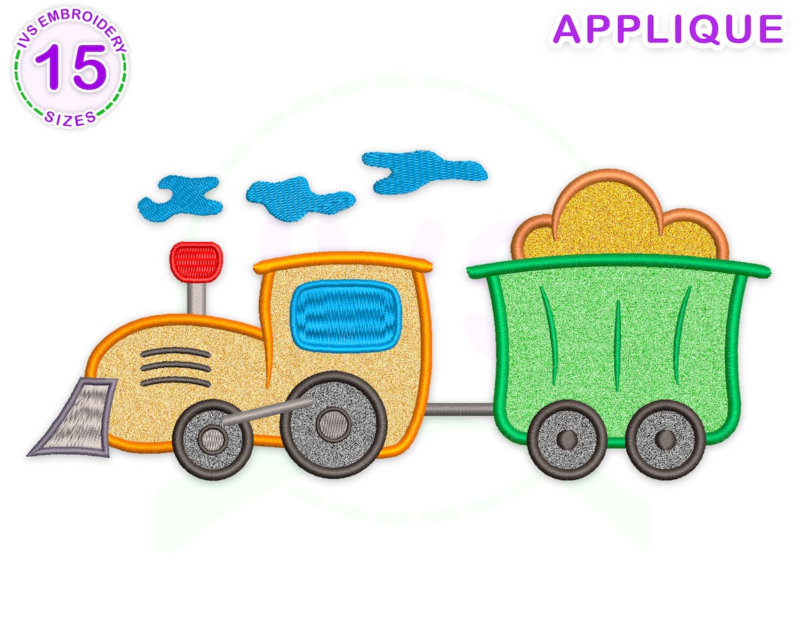 Train Applique Embroidery Design Railway Carriage Embroidery - Etsy