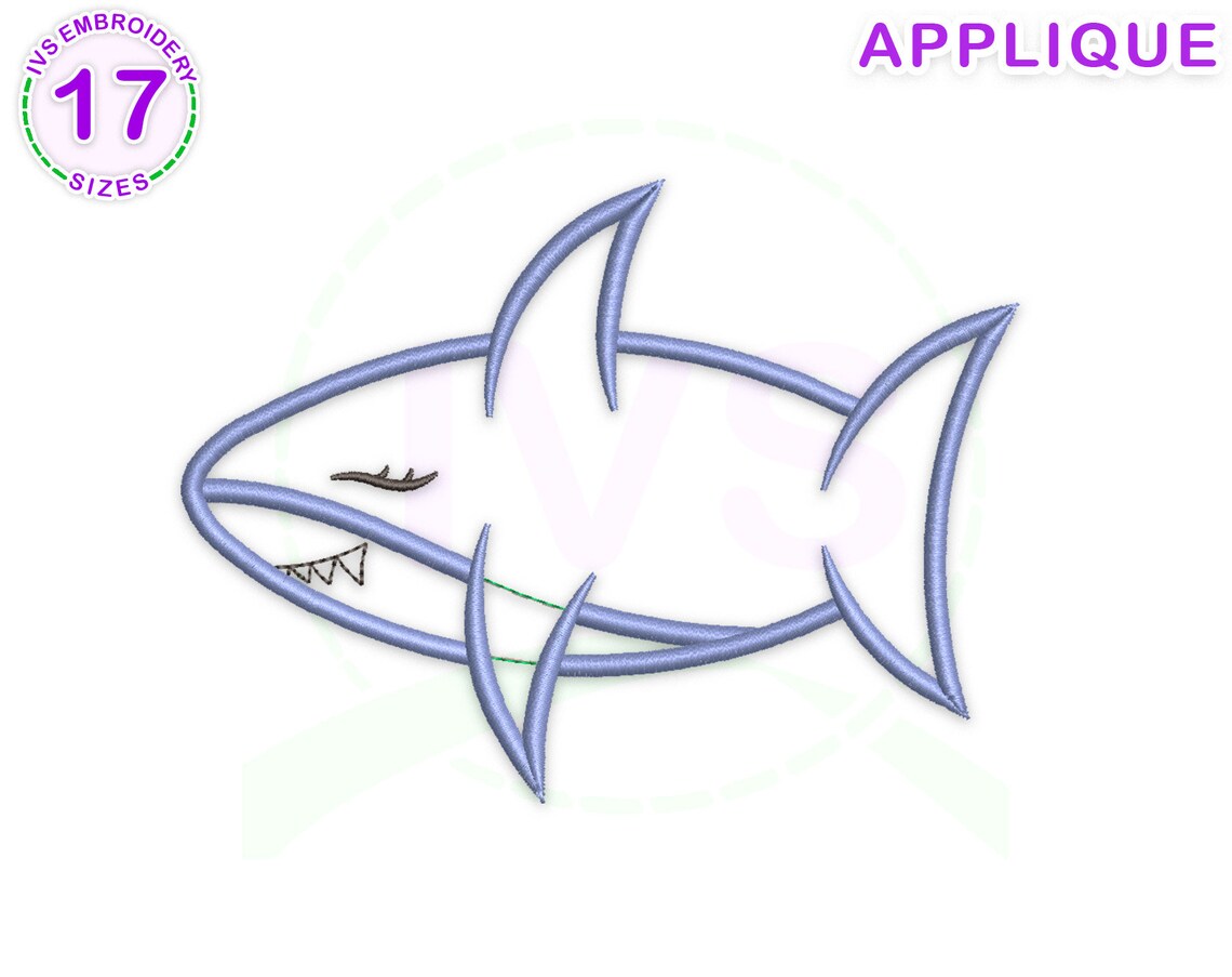 Shark Applique Embroidery Design Fish Embroidery Shark - Etsy