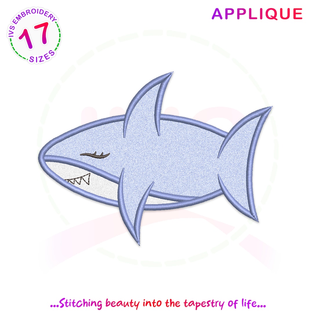 Shark Applique Embroidery Design, Fish Embroidery, Shark Embroidery ...