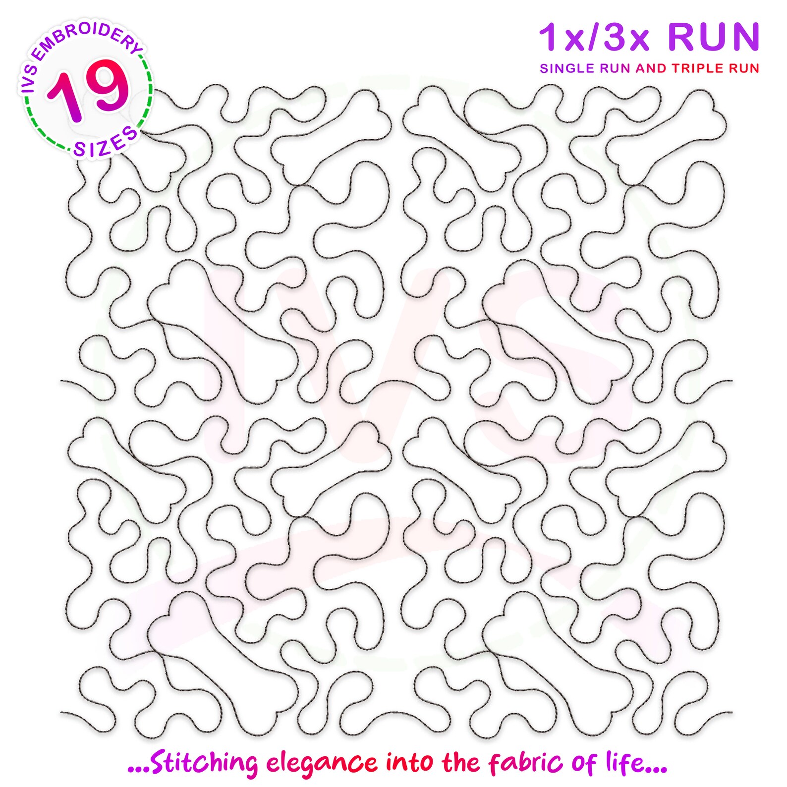 Dog Bone Quilting Embroidery Design: Quilt Block Pattern (digital ...