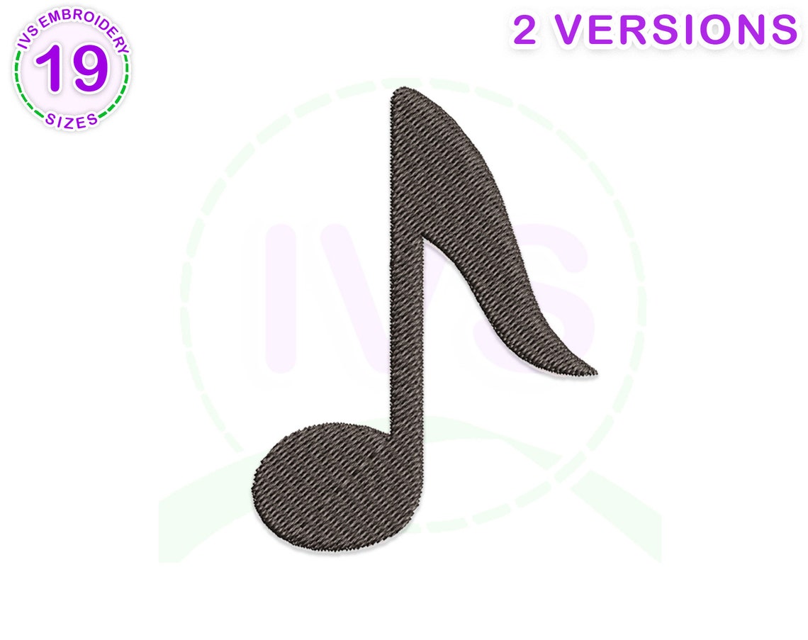 Music note embroidery design Music embroidery Music note | Etsy